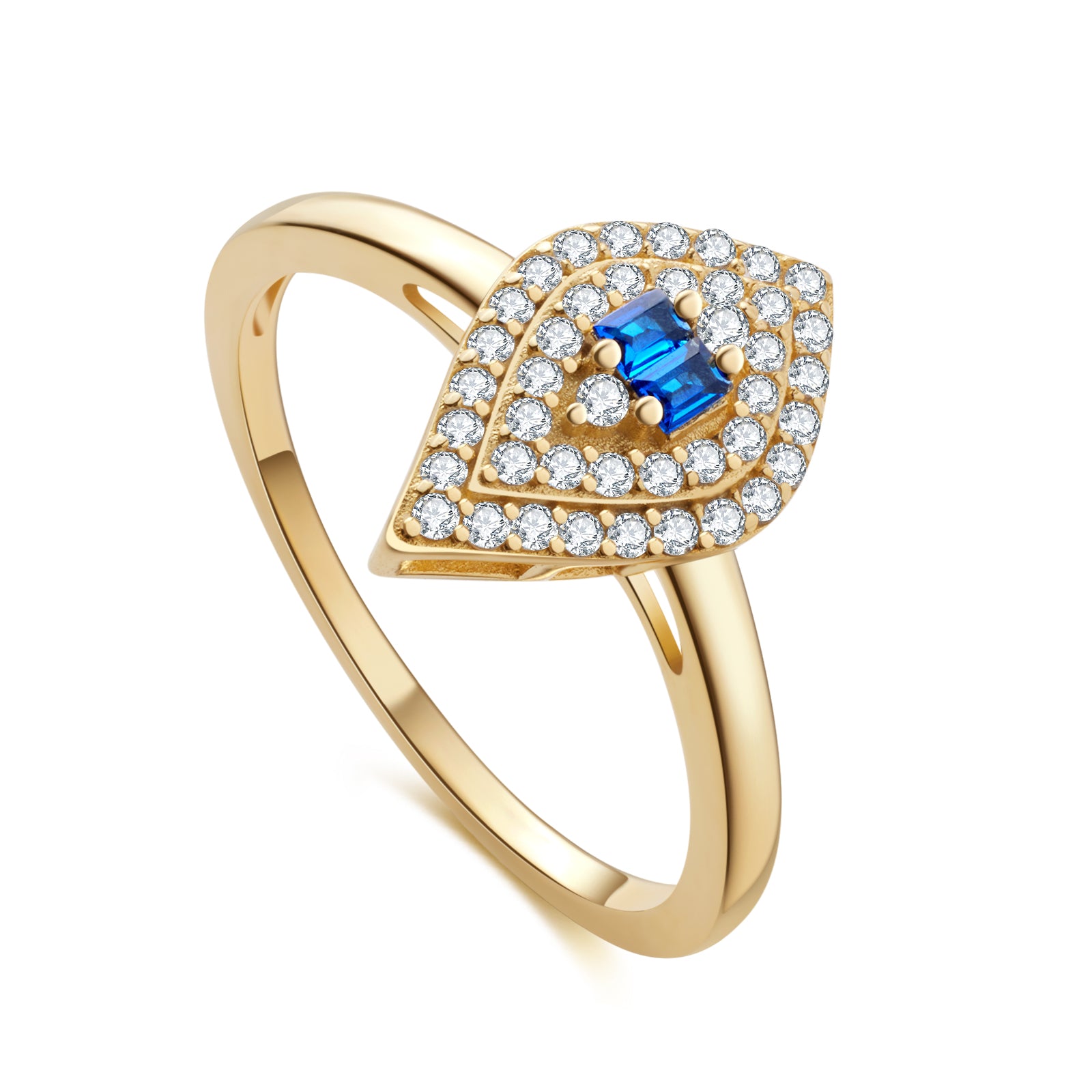 Spoiled Joy Tear of the Ocean Ring - 925 Sterling Silver Ring with 14K ...